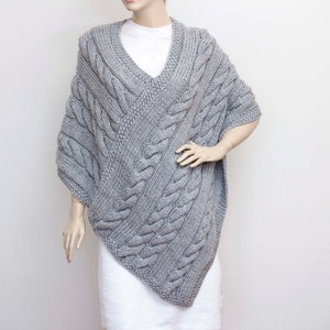 Knit Poncho Cabled Poncho Cable Pattern Plus Size Chunky - Etsy