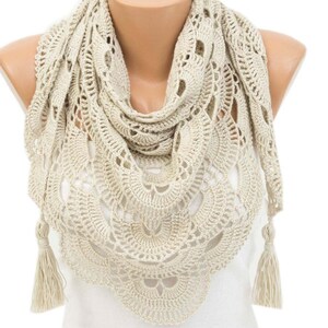 Triangle Crochet Scarf, Shawl Beige - Etsy