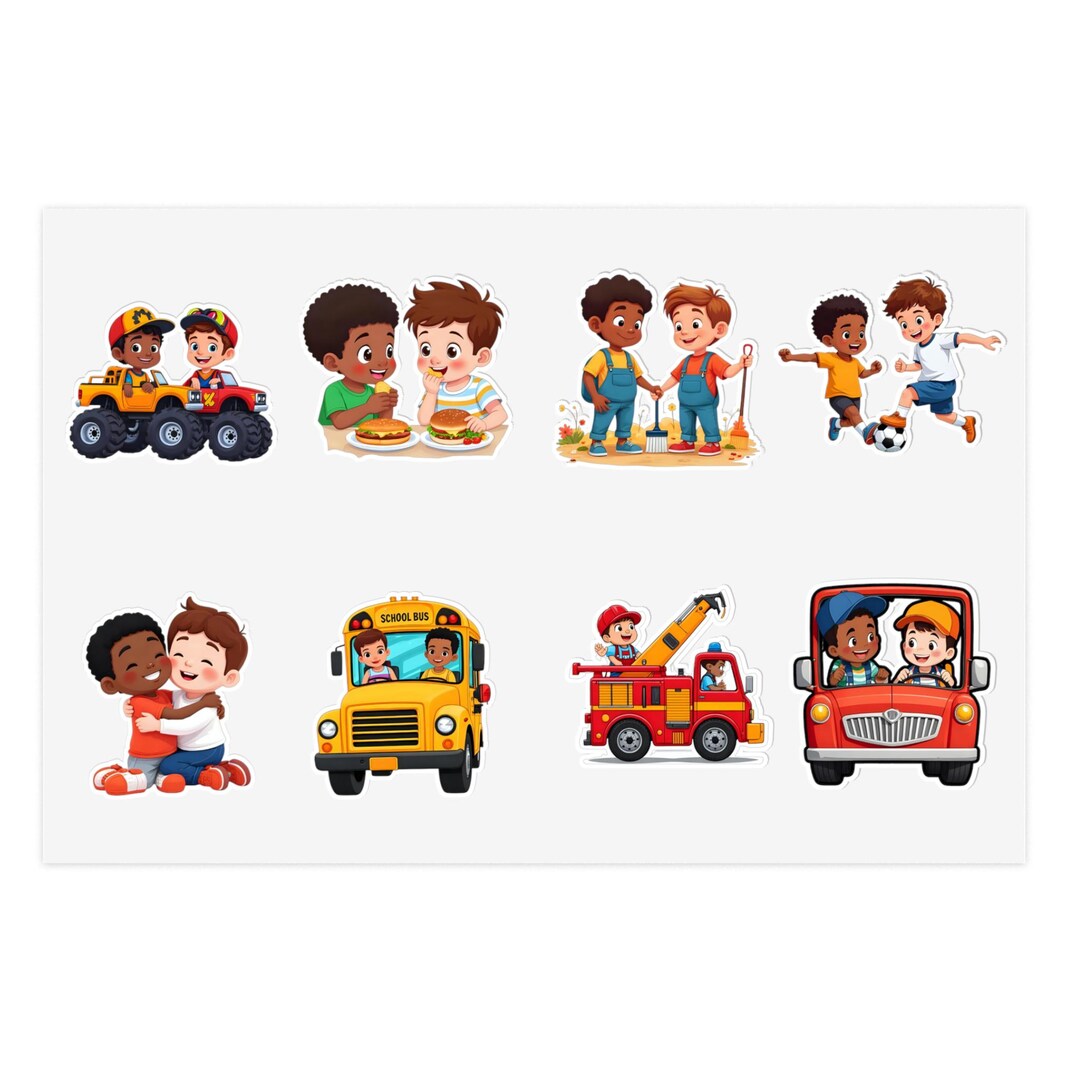 Friendship Boys Sticker Sheets: Eco-solvent, Vibrant Kids Art - Etsy