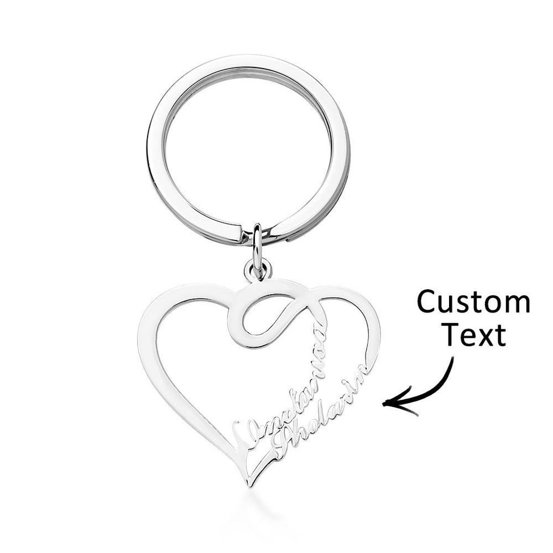 Custom Engraved Name Keychain Double Love Couple Gifts - Etsy