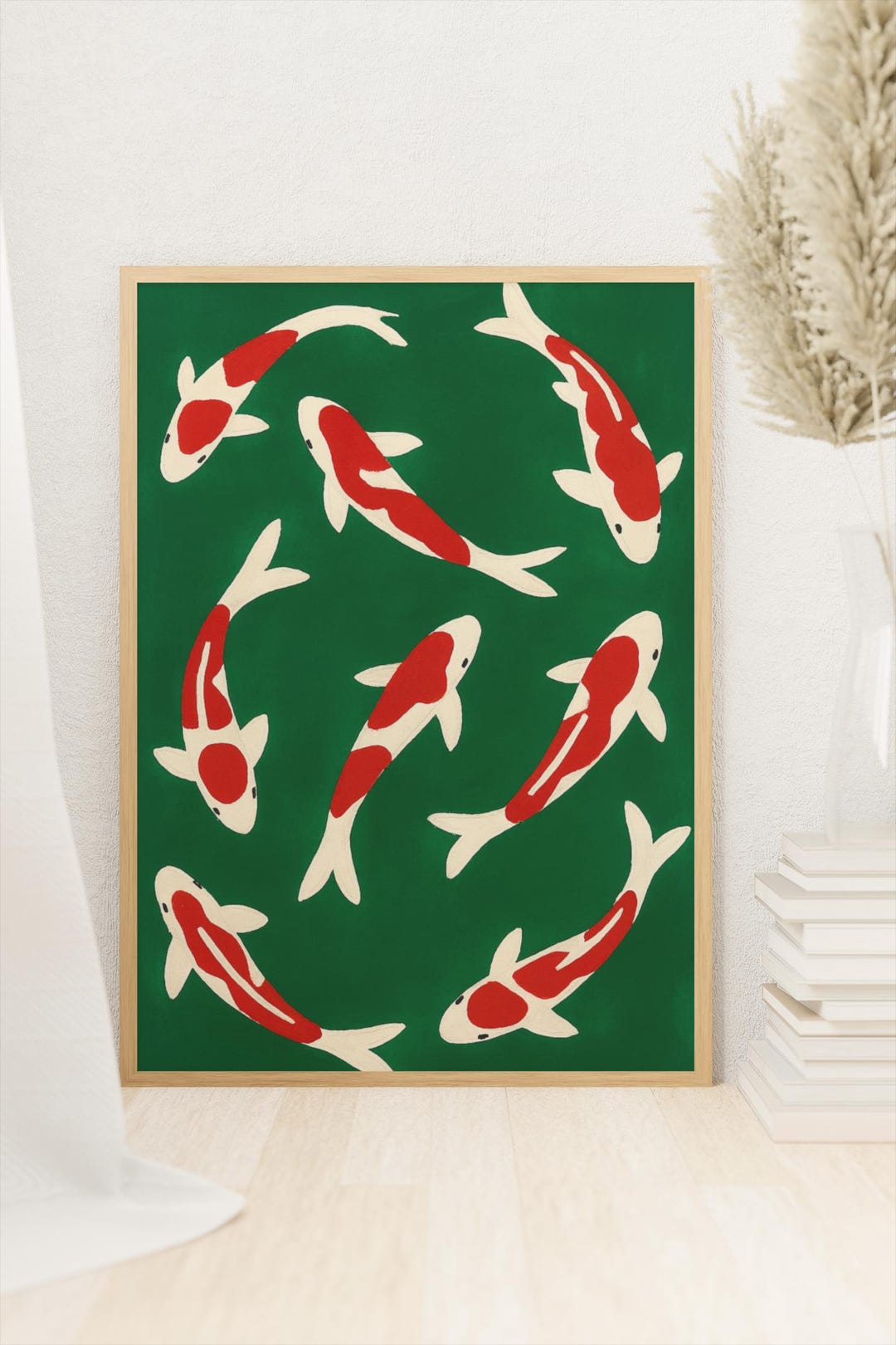 Koi Fish Wall Art-japanese Rui Poster-dark Green Printable Decor ...