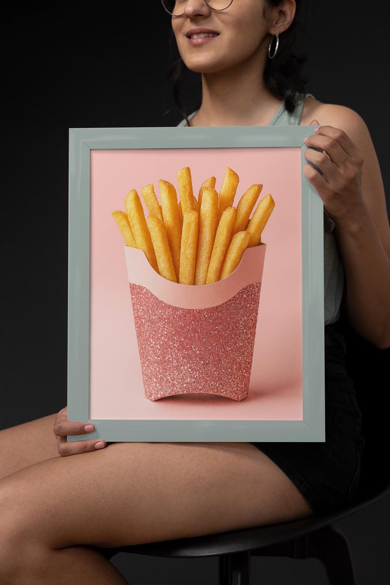 Glitter French Fries Poster – Digital Wall Art for Kitchen or Snack ...