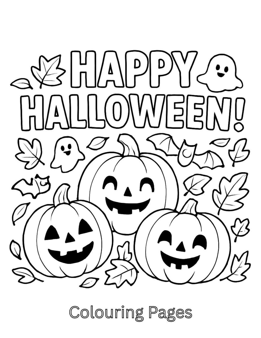Happy Halloween Digital Colouring Pages - Etsy