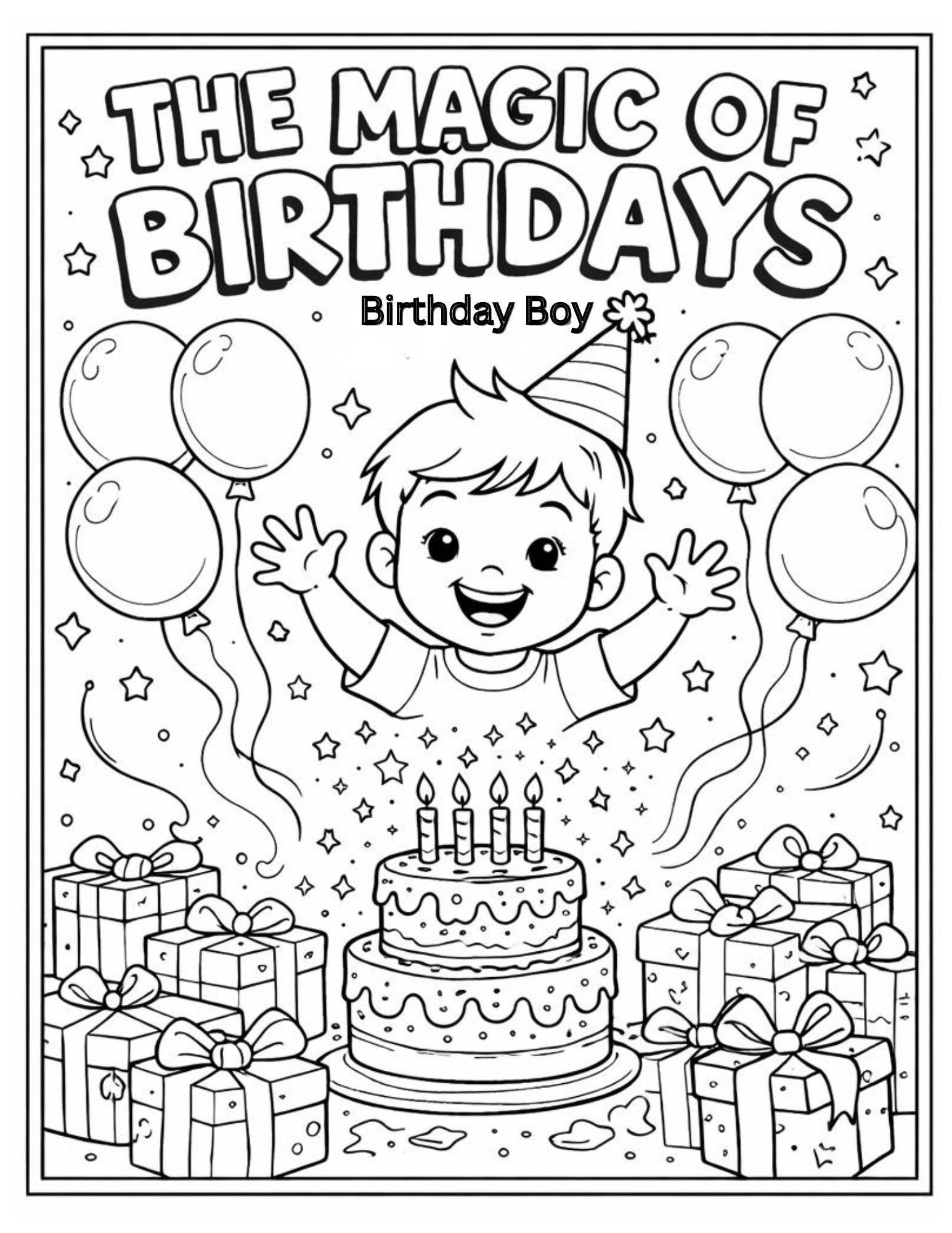 The Magic of Birthdays - Birthday Boy Digital Colouring Pages - Etsy
