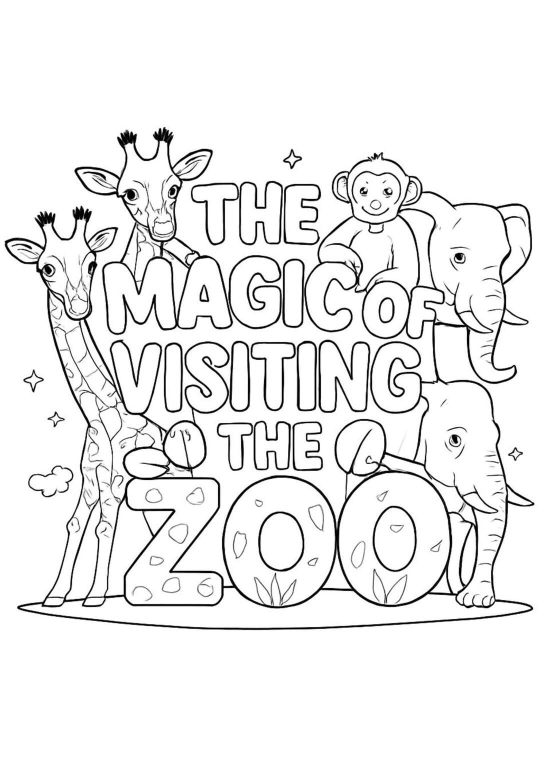 The Magic of Visiting the Zoo Digital Colouring Pages - Etsy