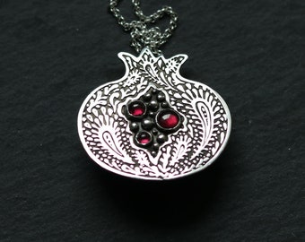 Pomegranate Pendant Sterling SILVER Masterly Handcrafted - Etsy
