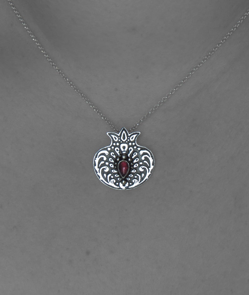 Pomegranate Pendant - Sterling Silver Pomegranate - Pomegranate ...