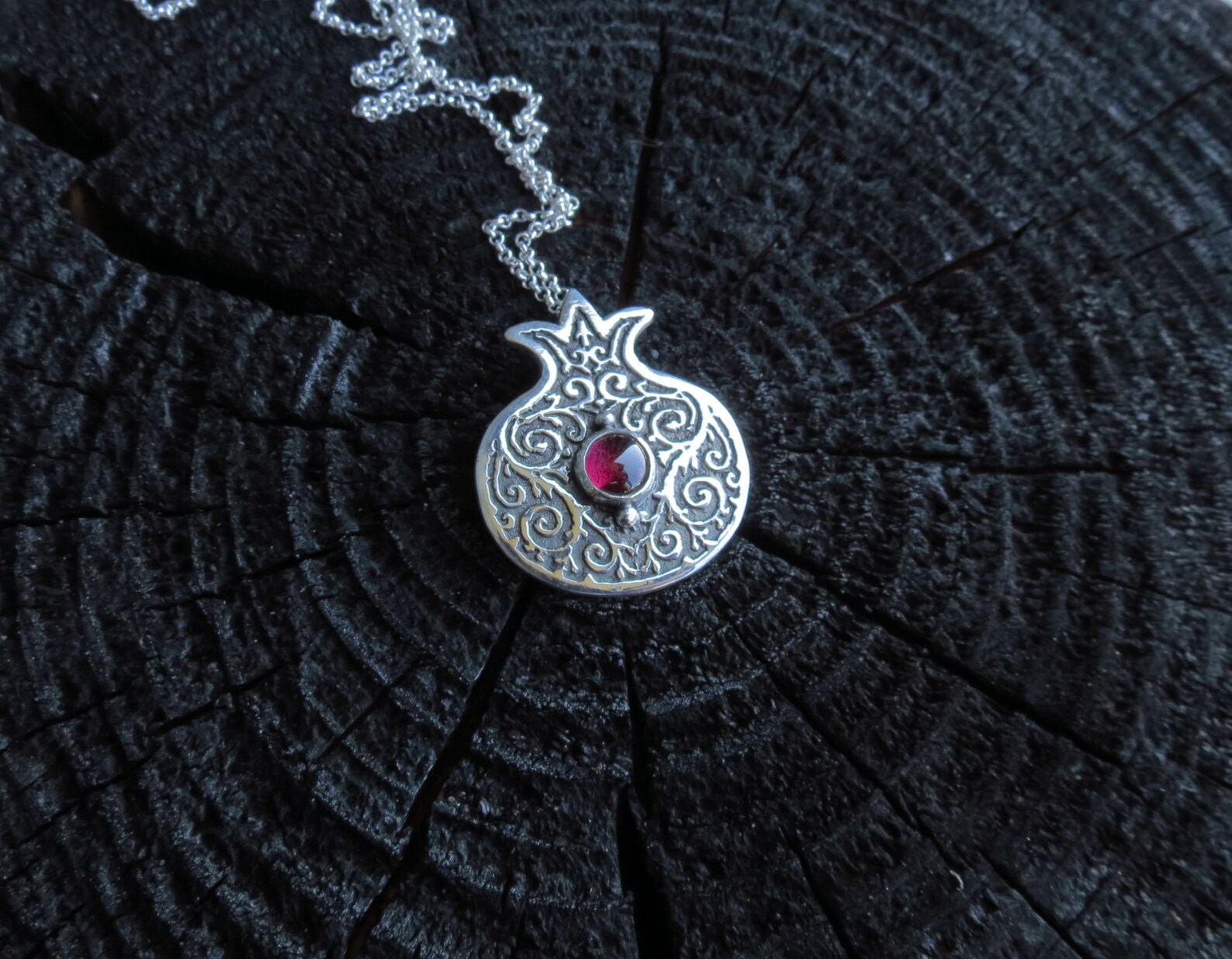 Pomegranate Pendant - Sterling Silver Pomegranate - Pomegranate ...