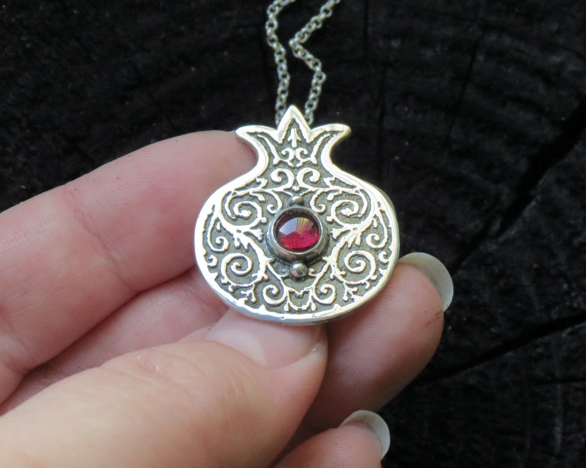 Pomegranate Pendant - Sterling Silver Pomegranate - Pomegranate ...