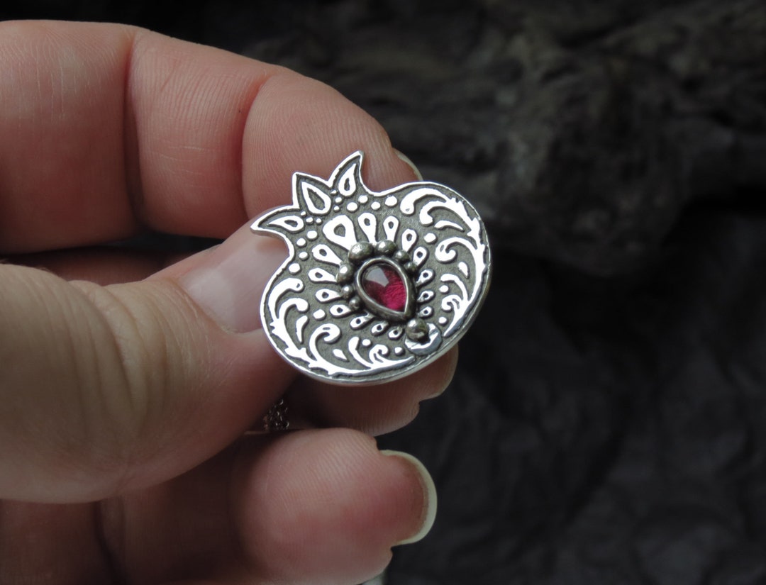 Pomegranate Pendant - Sterling Silver Pomegranate - Pomegranate ...