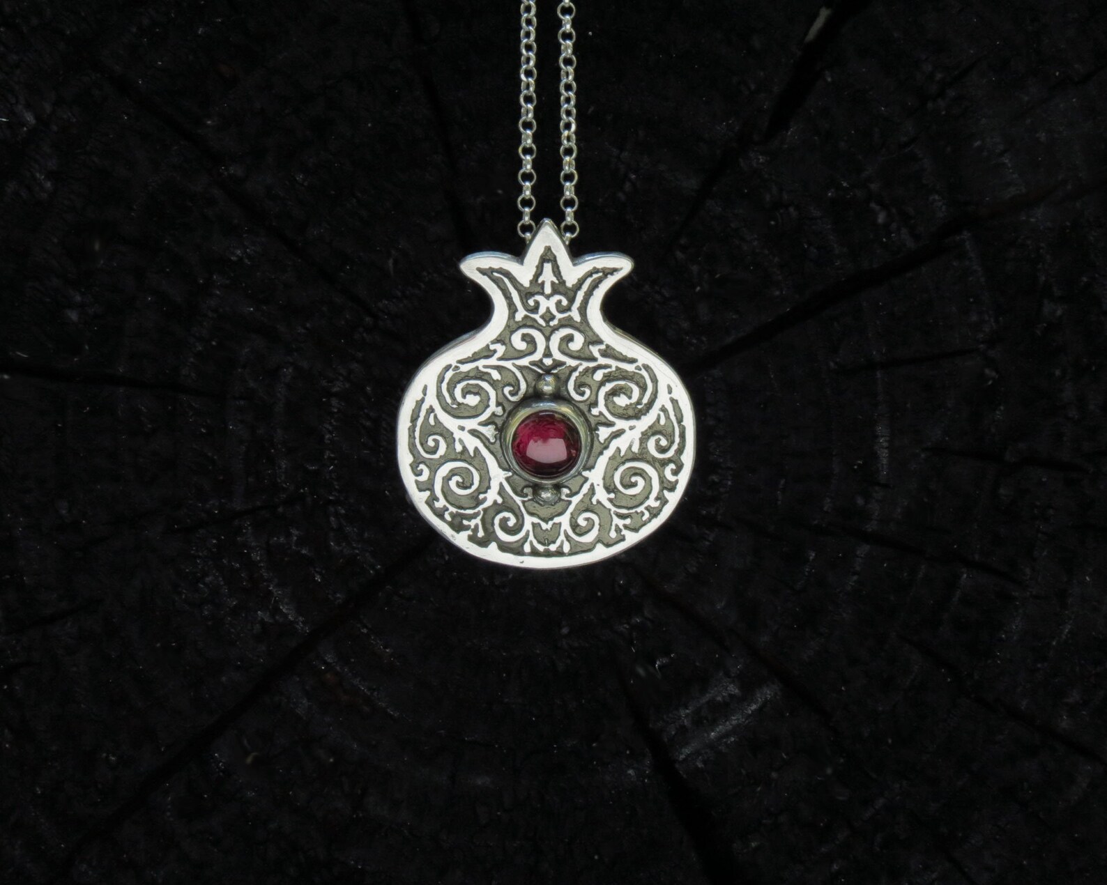 Pomegranate Pendant - Sterling Silver Pomegranate - Pomegranate ...