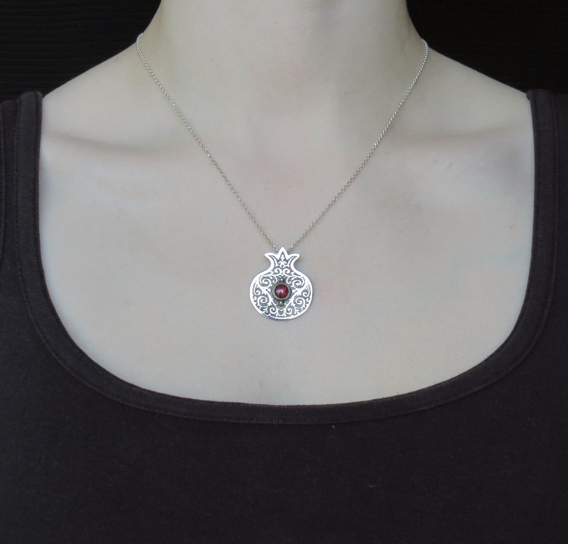 Pomegranate Pendant - Sterling Silver Pomegranate - Pomegranate ...