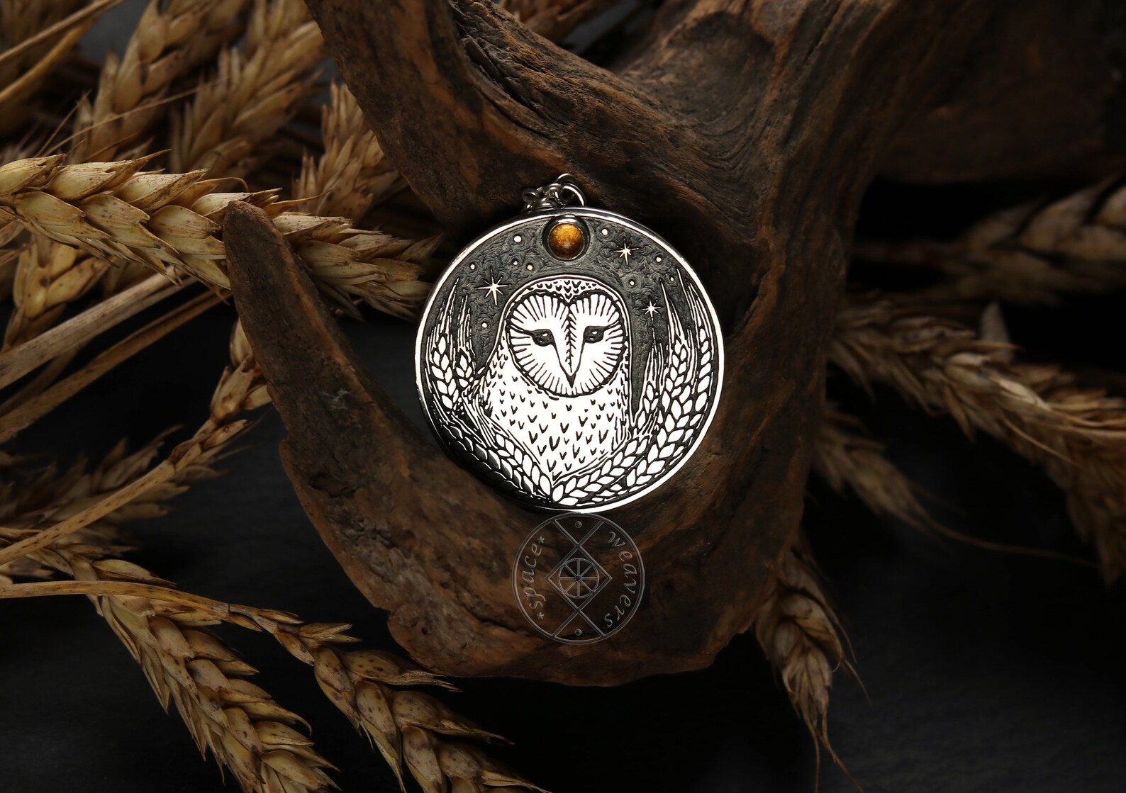 Handmade Sterling Silver Barn Owl Necklace - Citrine Moon Pendant - Etsy
