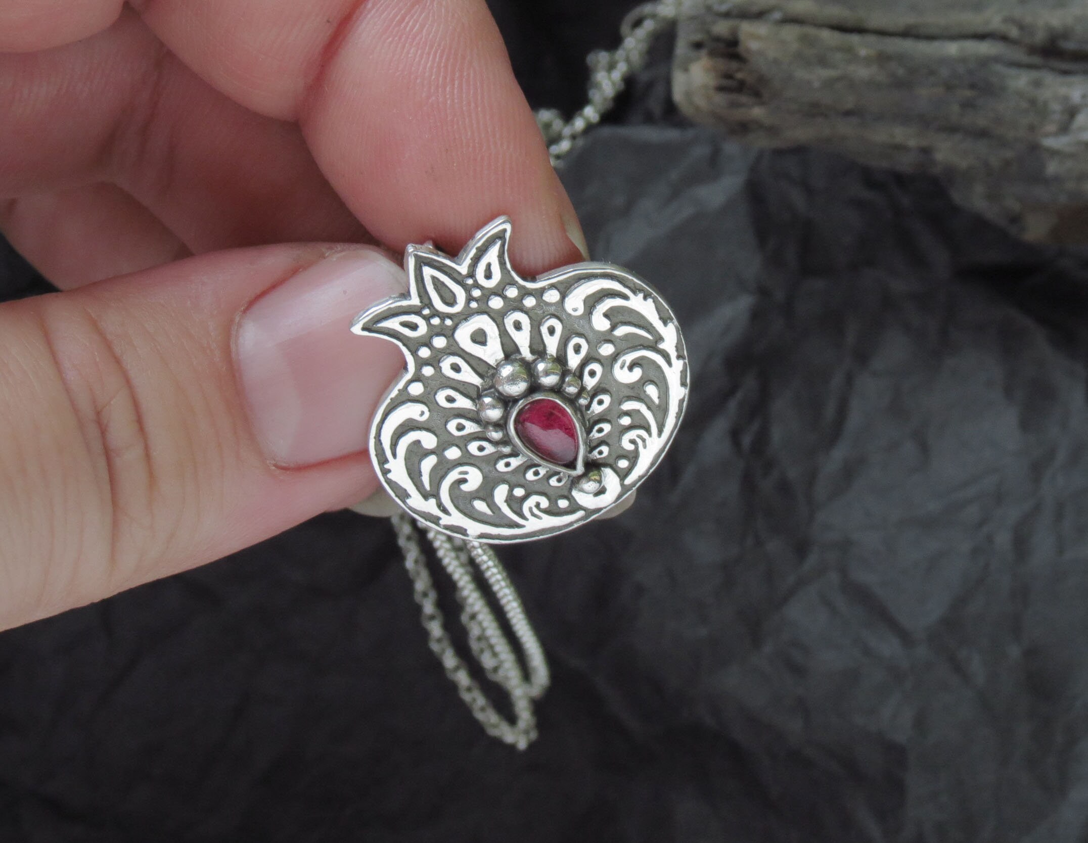 Pomegranate Pendant Sterling Silver Pomegranate | Etsy