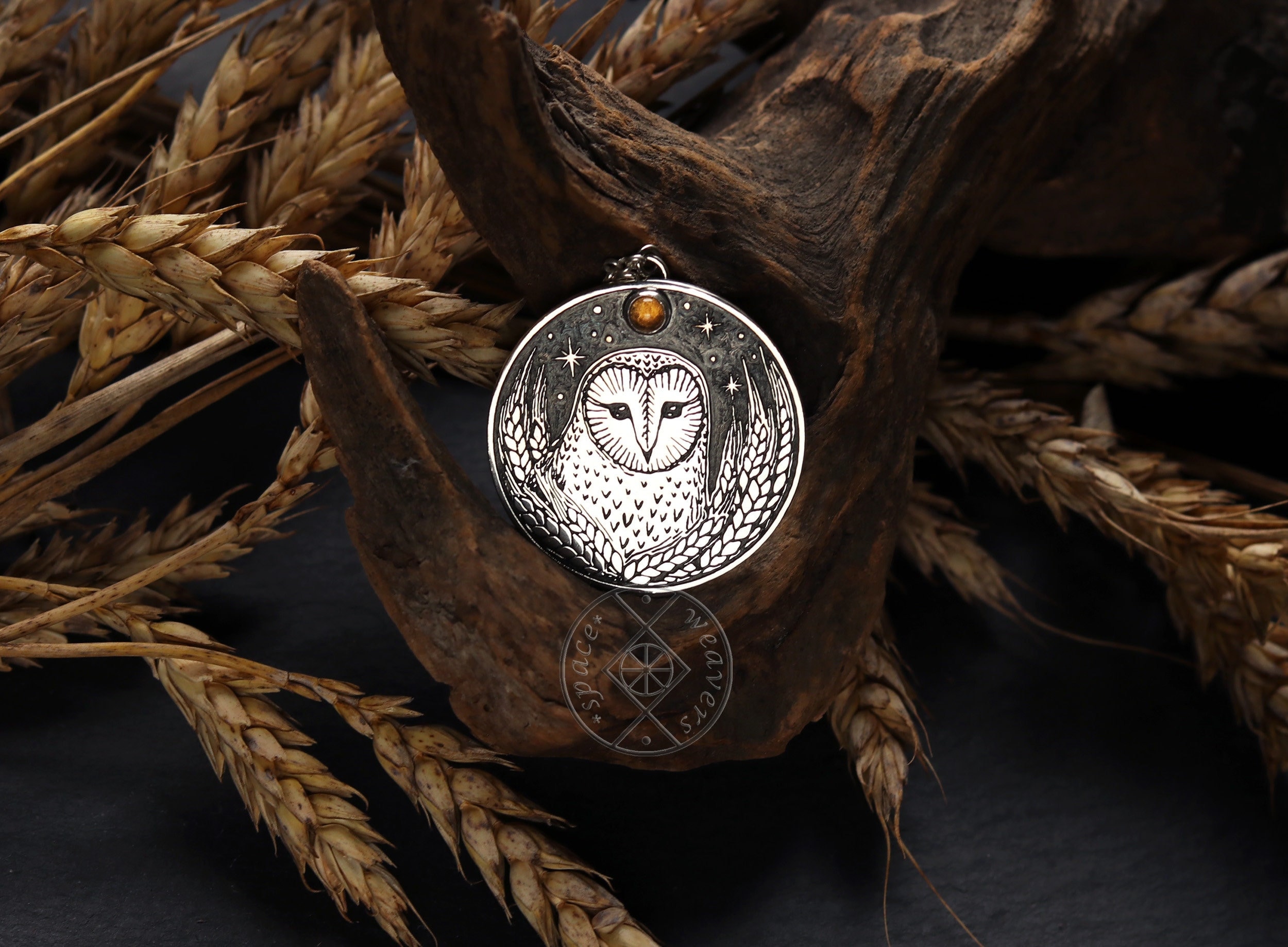 Handmade Sterling Silver Barn Owl Necklace - Citrine Moon Pendant - Etsy