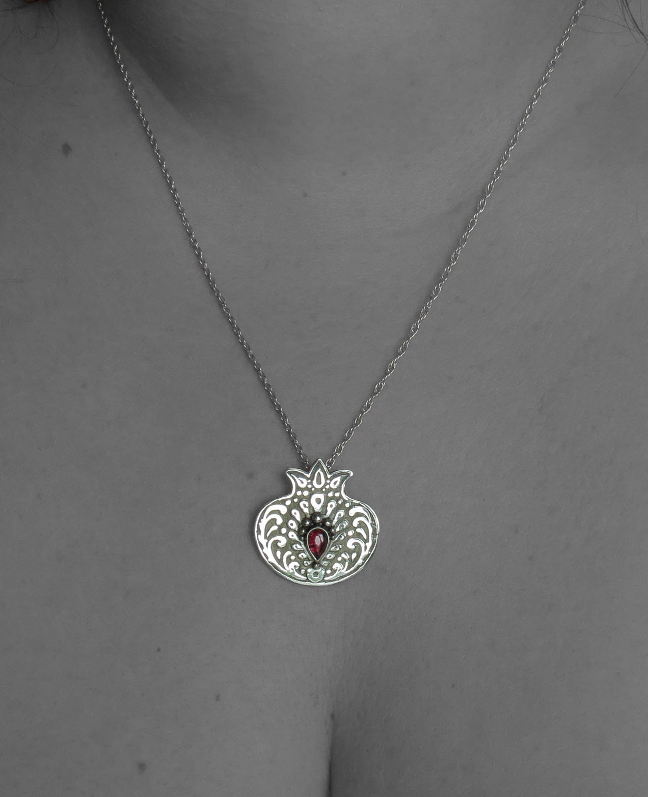 Pomegranate Pendant - Sterling Silver Pomegranate - Pomegranate ...