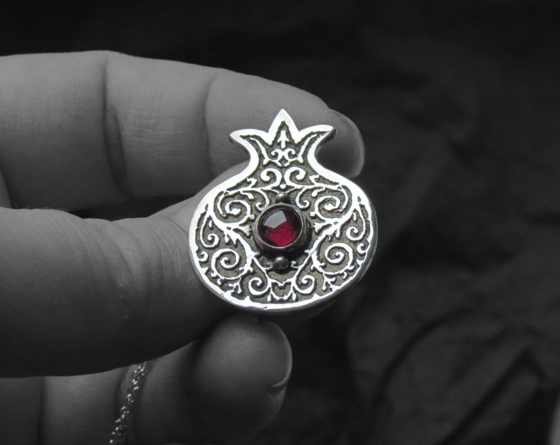 Pomegranate Pendant - Sterling Silver Pomegranate - Pomegranate ...