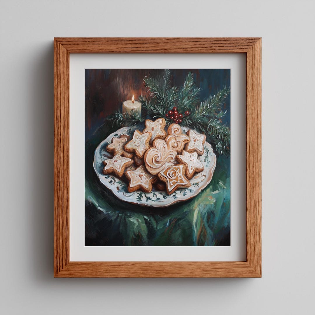 Old-world Christmas Cookies Still Life Print, Cozy Rustic Holiday Decor ...