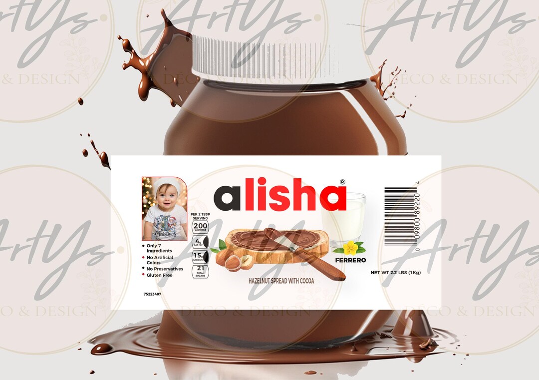 Personalized Nutella Label: Custom Chocolate Spread Sticker (digital ...