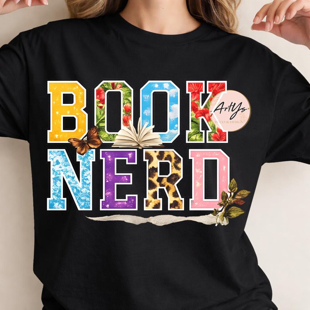 Book Nerd PNG, Colorful Lettering, Retro Reader Design (digital ...