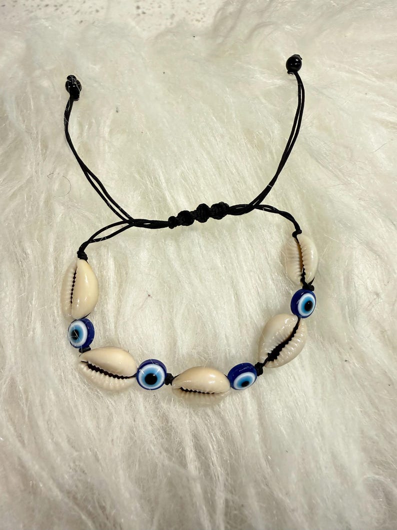 Cowrie Shell Evil Eye Bracelet, African Protection Bracelet, Ajustable ...