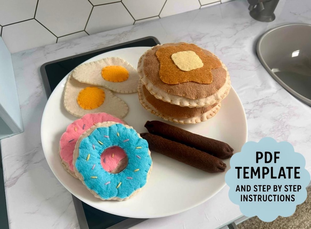 Felt Play Food Sewing Pattern: Pancakes, Donuts, Eggs (PDF Digital ...