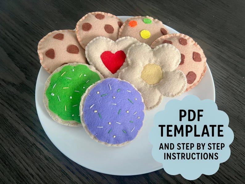 Felt Cookie Sewing Pattern PDF: Play Food Template (digital Download ...