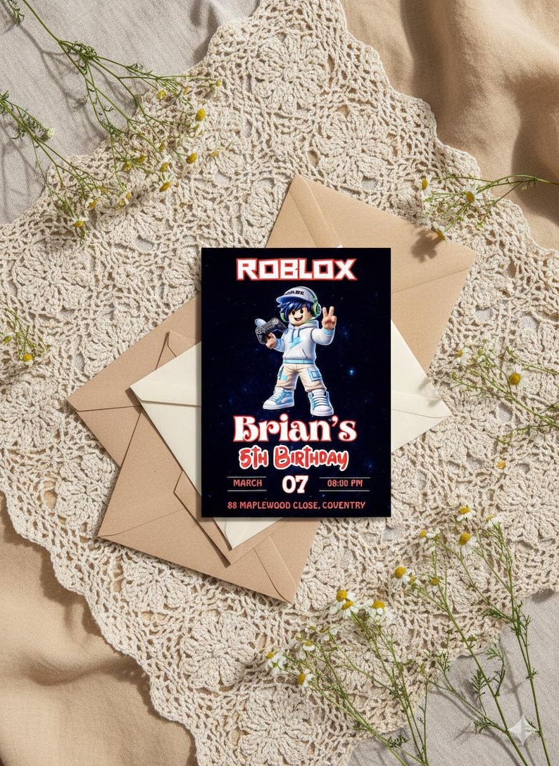 Roblox Birthday Invitation, Roblox Gifts, Editable Gaming Canva ...