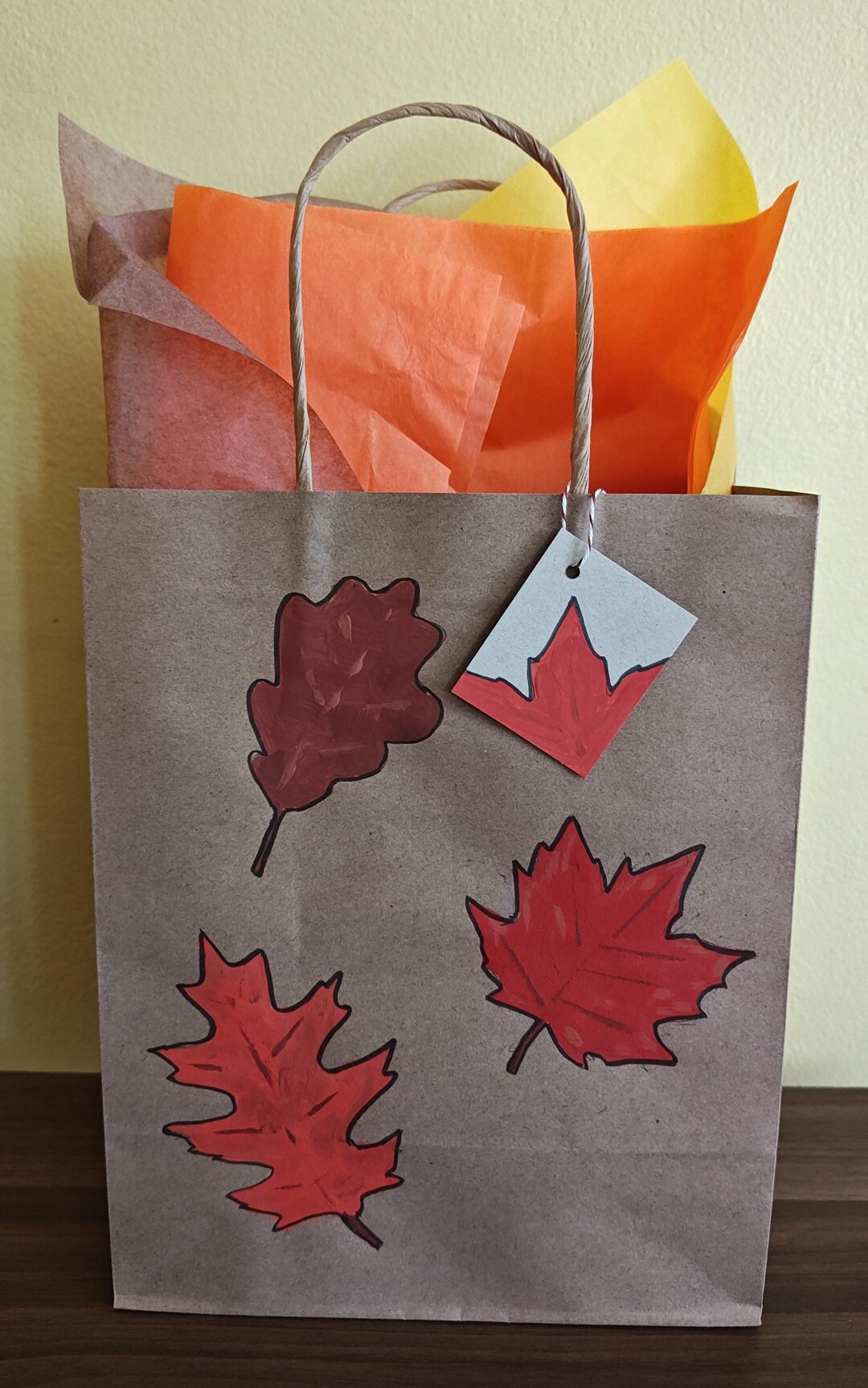 Hand Painted Autumn Leaves Gift Bag With Tissue & Tag – Eco Friendly ...