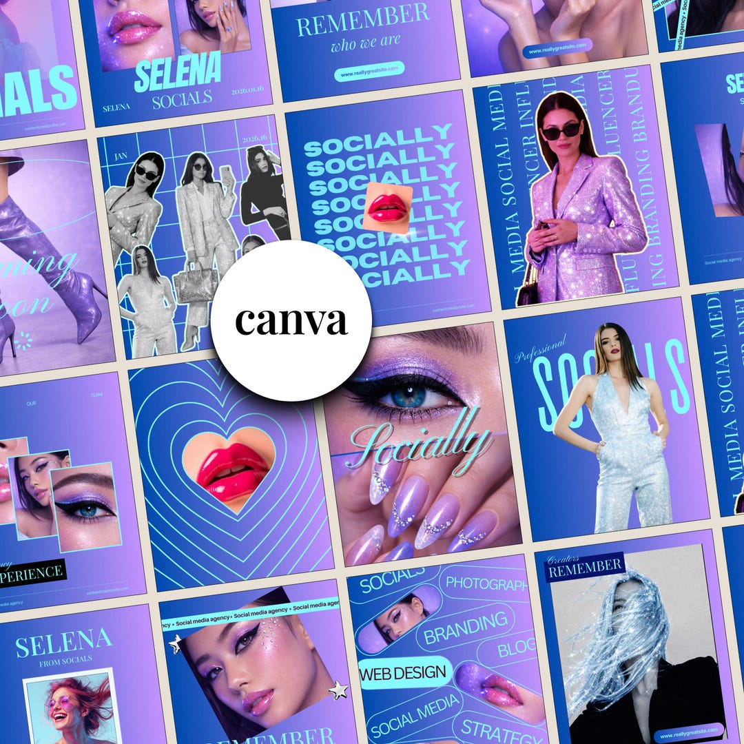 Unique Teal Instagram Posts Bundle Template for Social Media Content ...