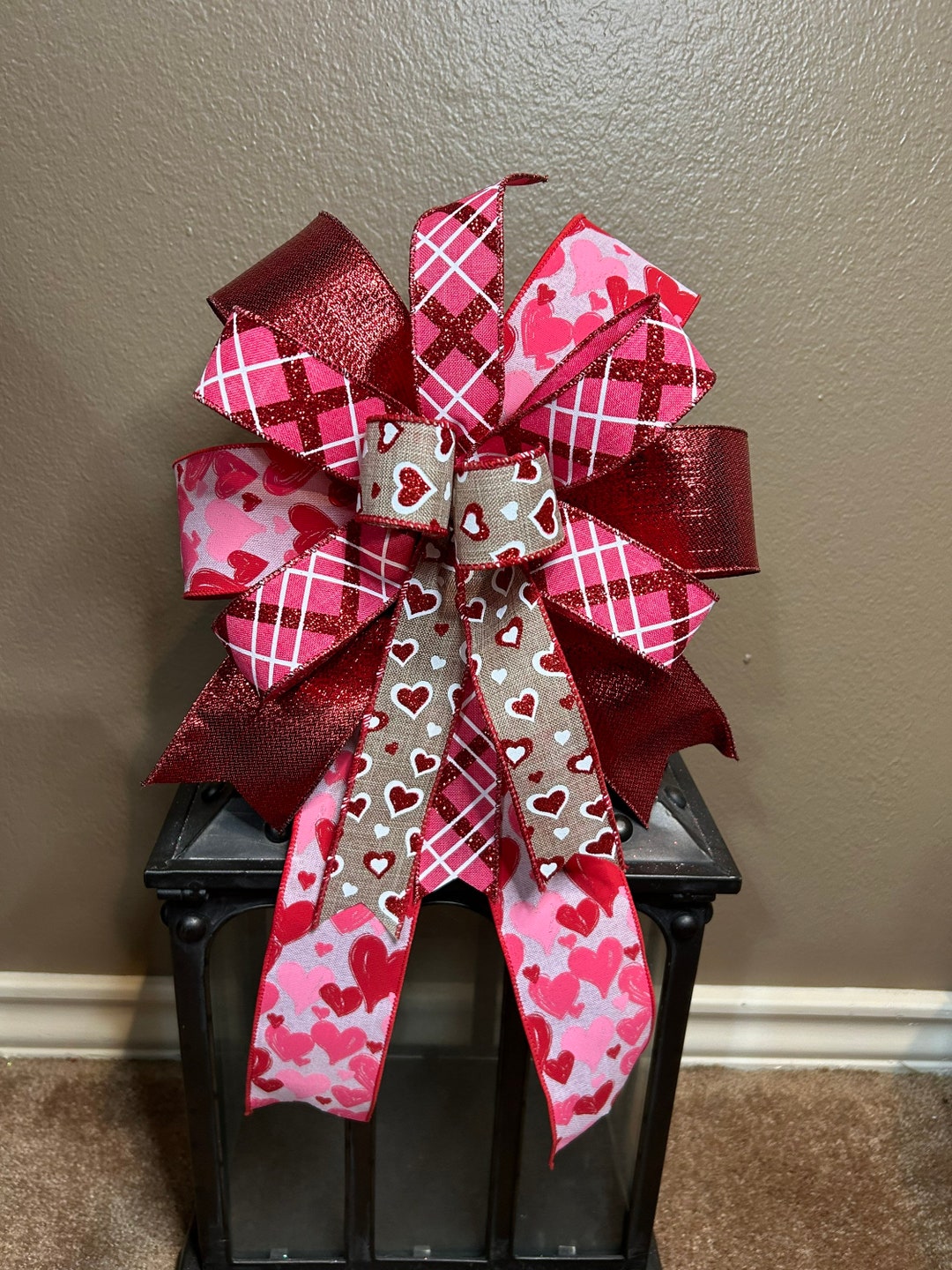 Valentine’s Day Bow, Pink Bow, Red Bow, Heart Bow, Valentine’s Day ...