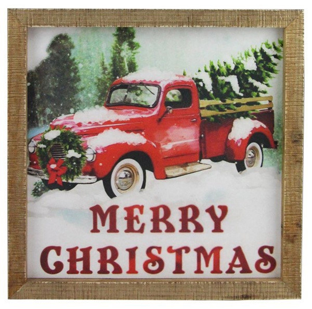 Christmas Sign, Vintage Truck Sign, Old Truck Sign, Red Old Truck Sign ...