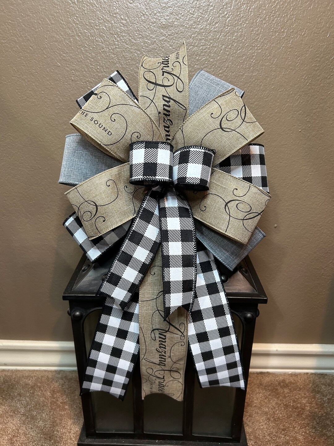 Religious Bow, Amazing Grace Bow, Buffalo Check Bow, Religious Wreath ...
