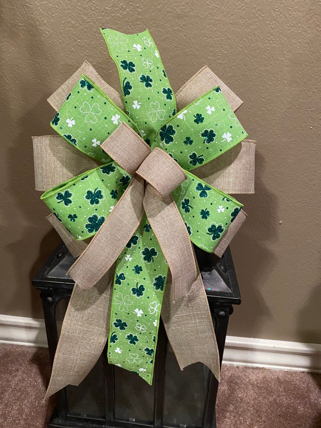 St Patrick’s Day Bow, Shamrock Bow, Glover Bow, St Patrick’s Day Wreath ...