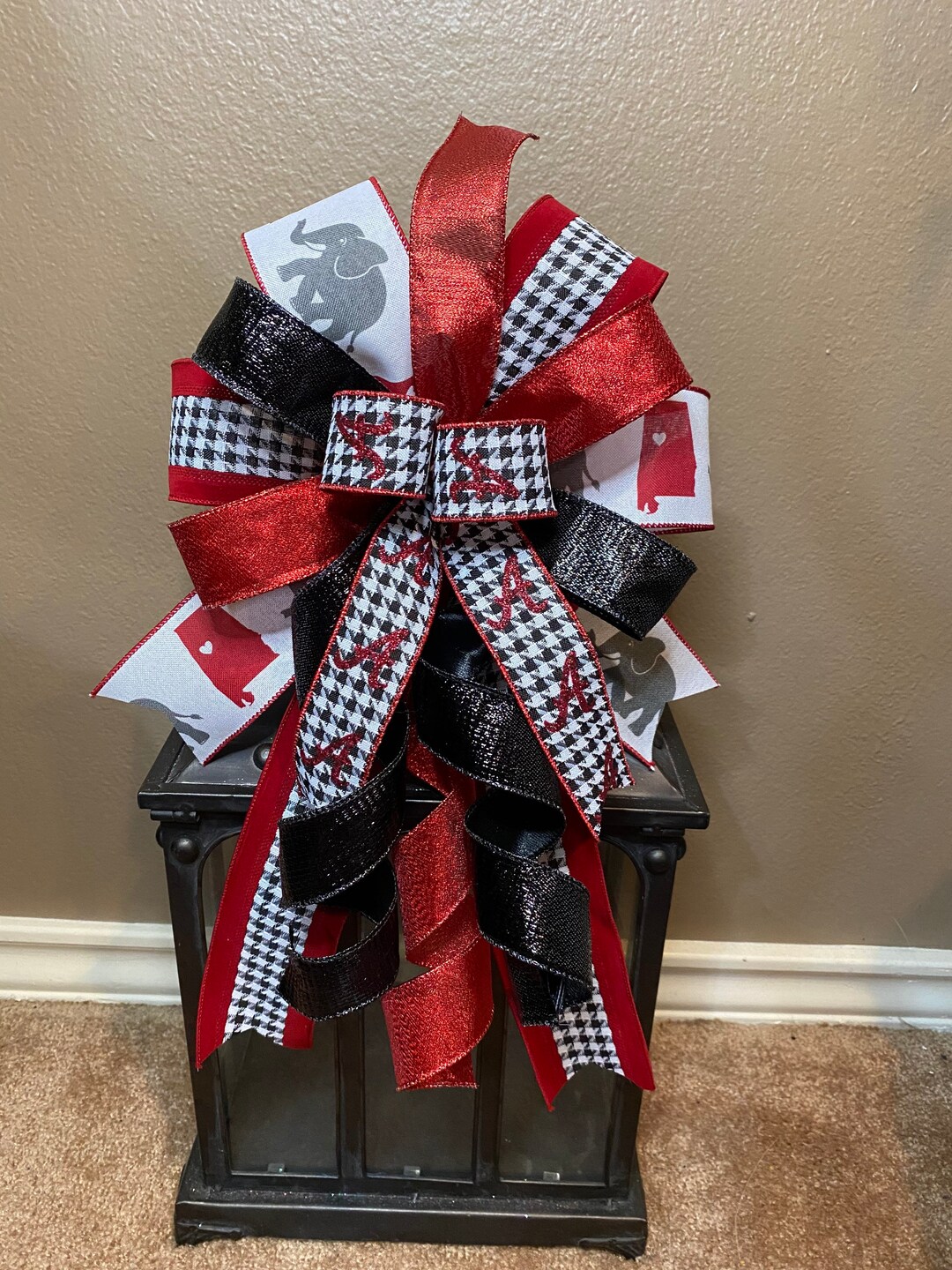 Alabama Bow, Red Bow, Black Bow, Houndstooth Bow, Wreath Bow, Basket ...