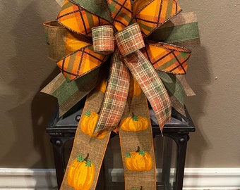 Fall Bow, Happy Fall Y’all Bow, Pumpkin Bow, Leaf Bow, Orange Bow, Fall Lantern Bow, Fall Wreath ...