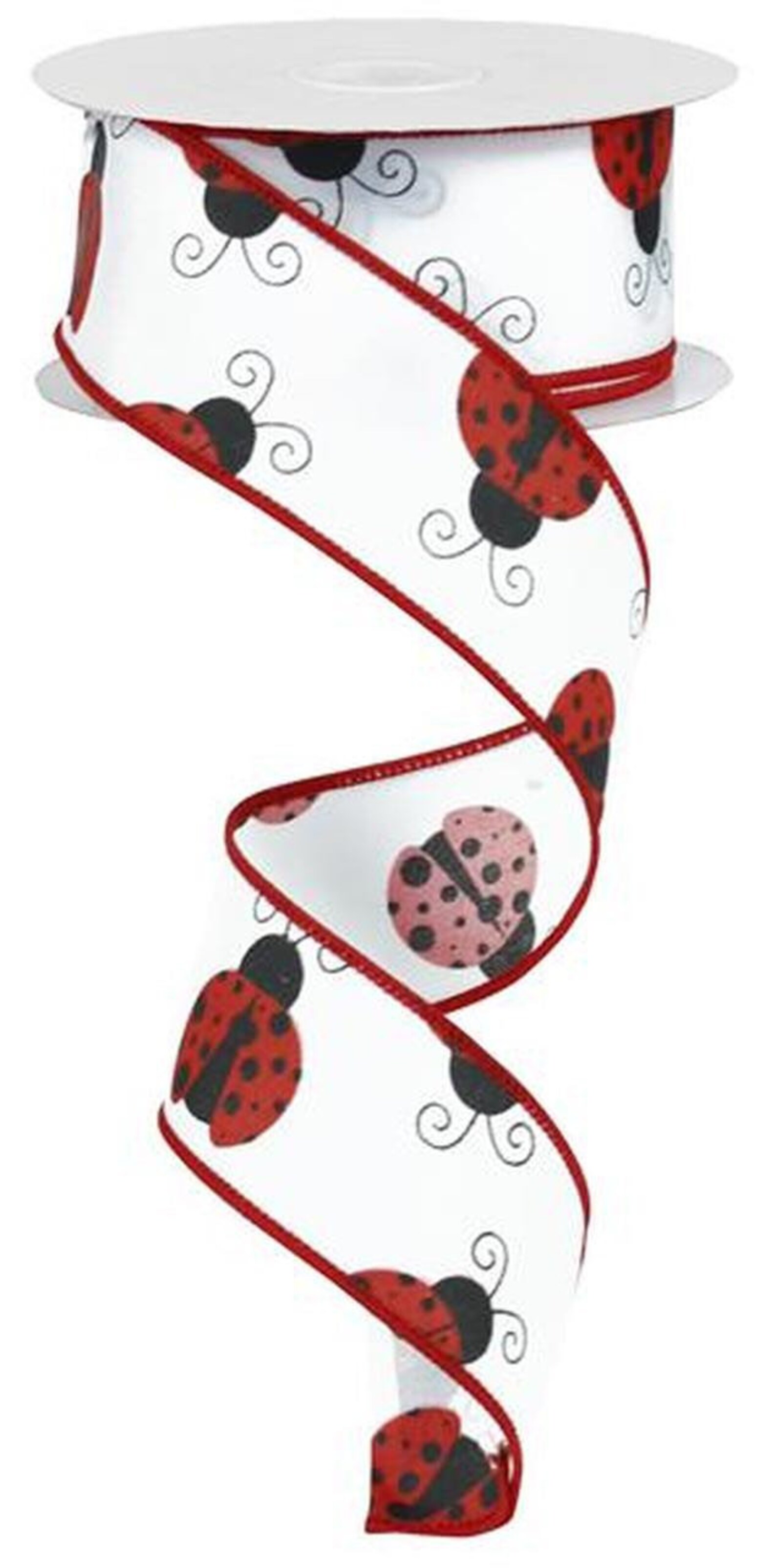 Ladybug Ribbon Spring Ribbon Summer Ribbon White Ribbon - Etsy