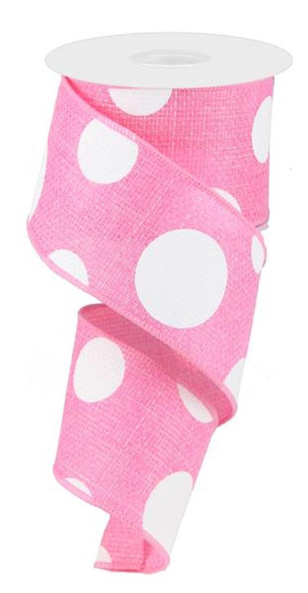Pink Ribbon, Pink Polka Dot Ribbon, Wired Ribbon, 2 1/2" Wired Ribbon ...