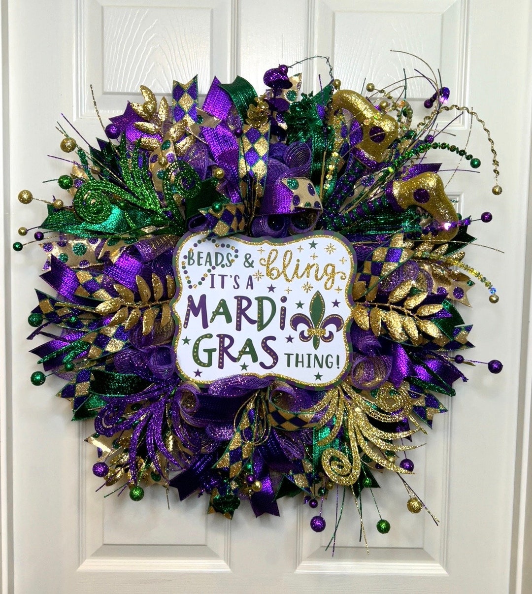 Mardi Gras Wreath, Beads and Bling It's a Mardi Gras Thing, Fleur De ...
