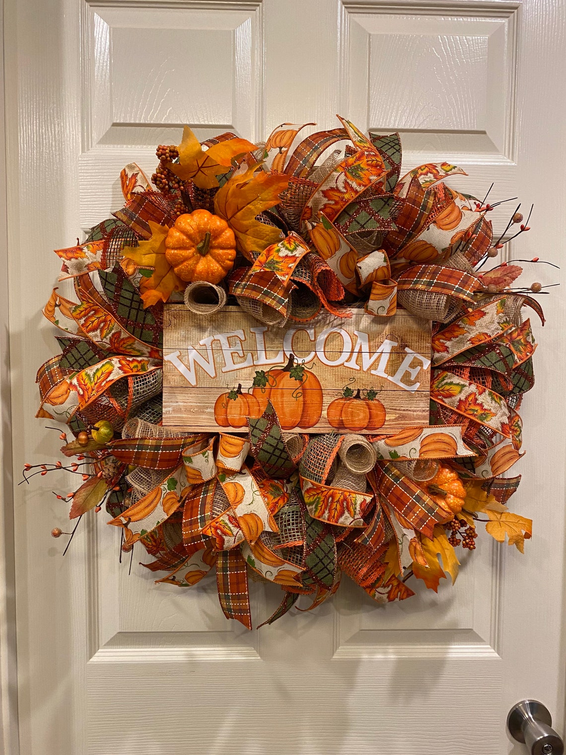Fall Wreath Pumpkin Wreath. Welcome Wreath Thanksgiving - Etsy