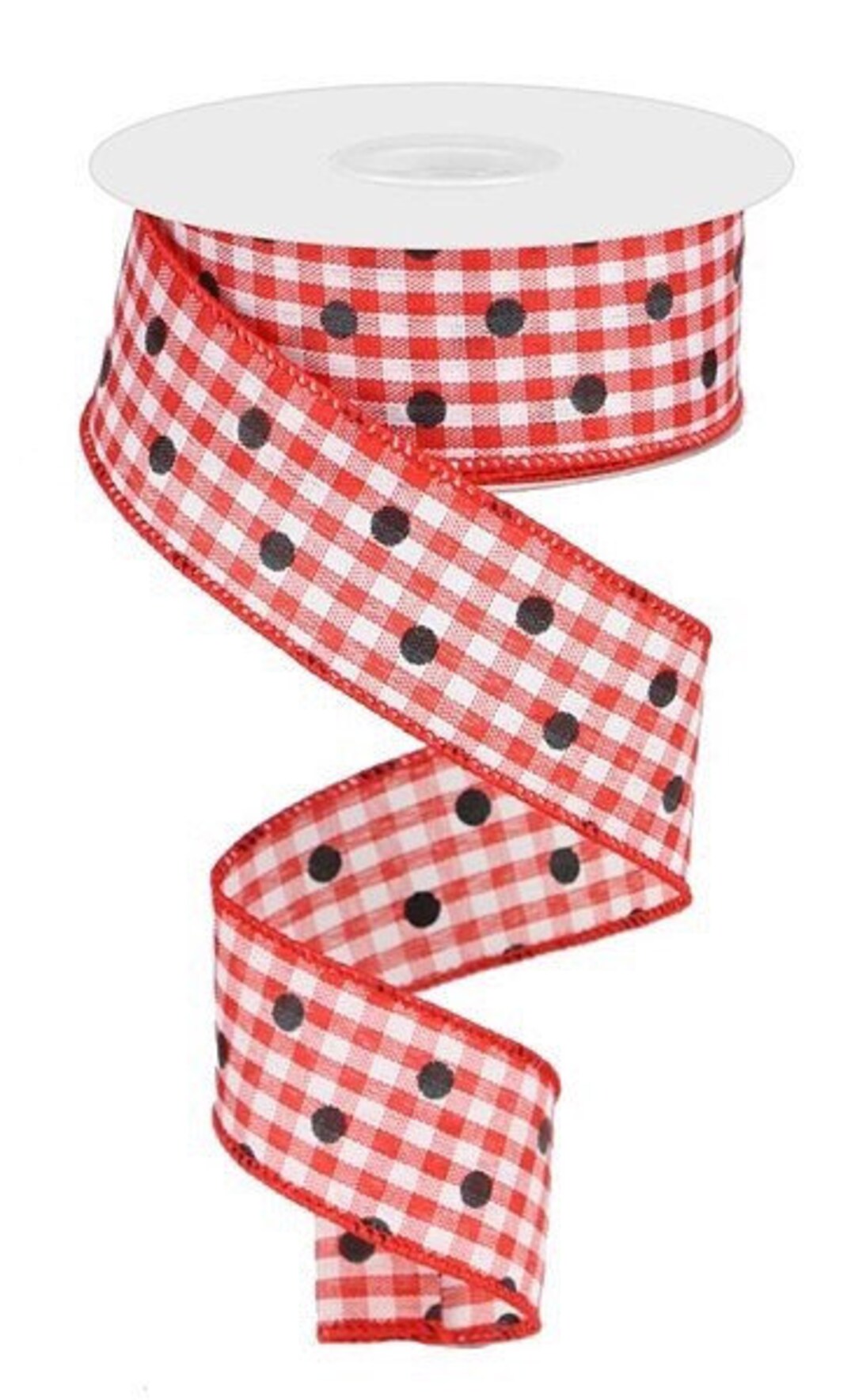Red Ribbon, Polka Dot Ribbon, Gingham Ribbon, Plaid Ribbon, 1 1/2 ...