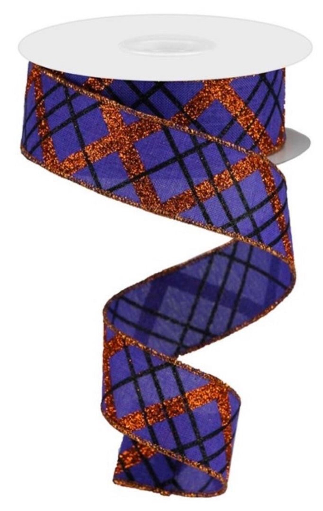 Purple Ribbon, Orange Ribbon, Glitter Plaid Ribbon, Halloween Ribbon ...