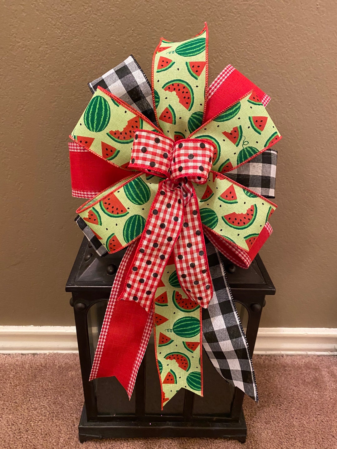Watermelon Bow, Red Bow, Buffalo Check Bow, Green Bow, Burlap Bow ...