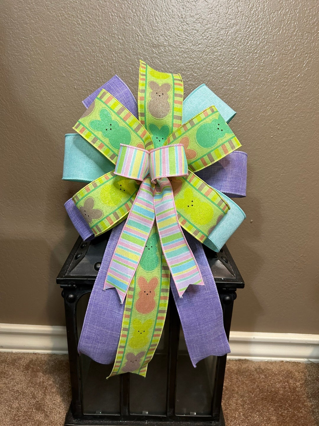 Easter Bow, Easter Bunny Bow, Purple Easter Bow, Easter Bunny Wreath ...