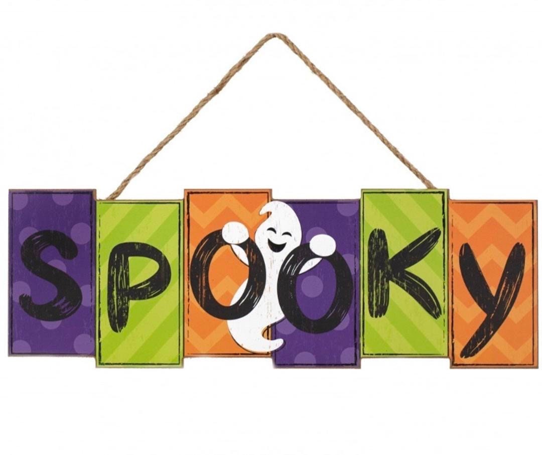 Halloween Sign, Spooky Sign, Ghost Sign, Halloween Wreath Sign, Wreath ...