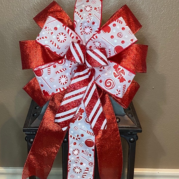 Candy Cane Bow - Etsy