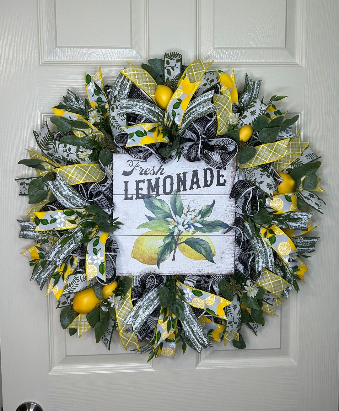 Welcome Wreath, Lemon Wreath, Lemon Door Wreath, Summer Wreath, Spring ...