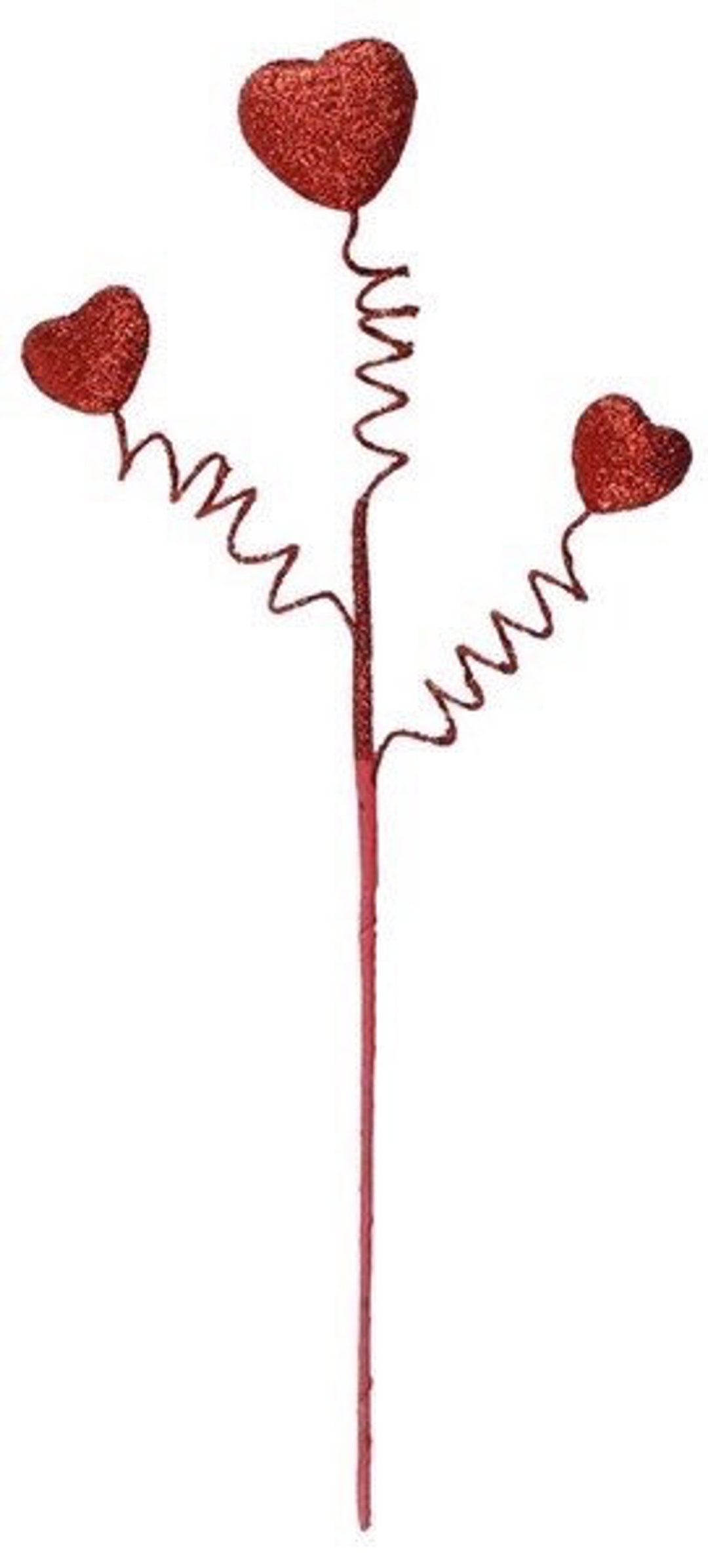 Heart Pick, Glitter Tube Coil Heart Spray, Valentine Embellishment ...