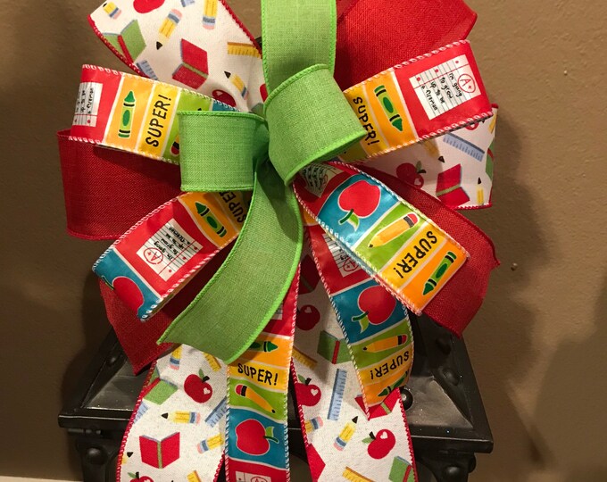 School Bow, Teacher Bow, Pencil Bow, School Wreath Bow, School Lantern ...