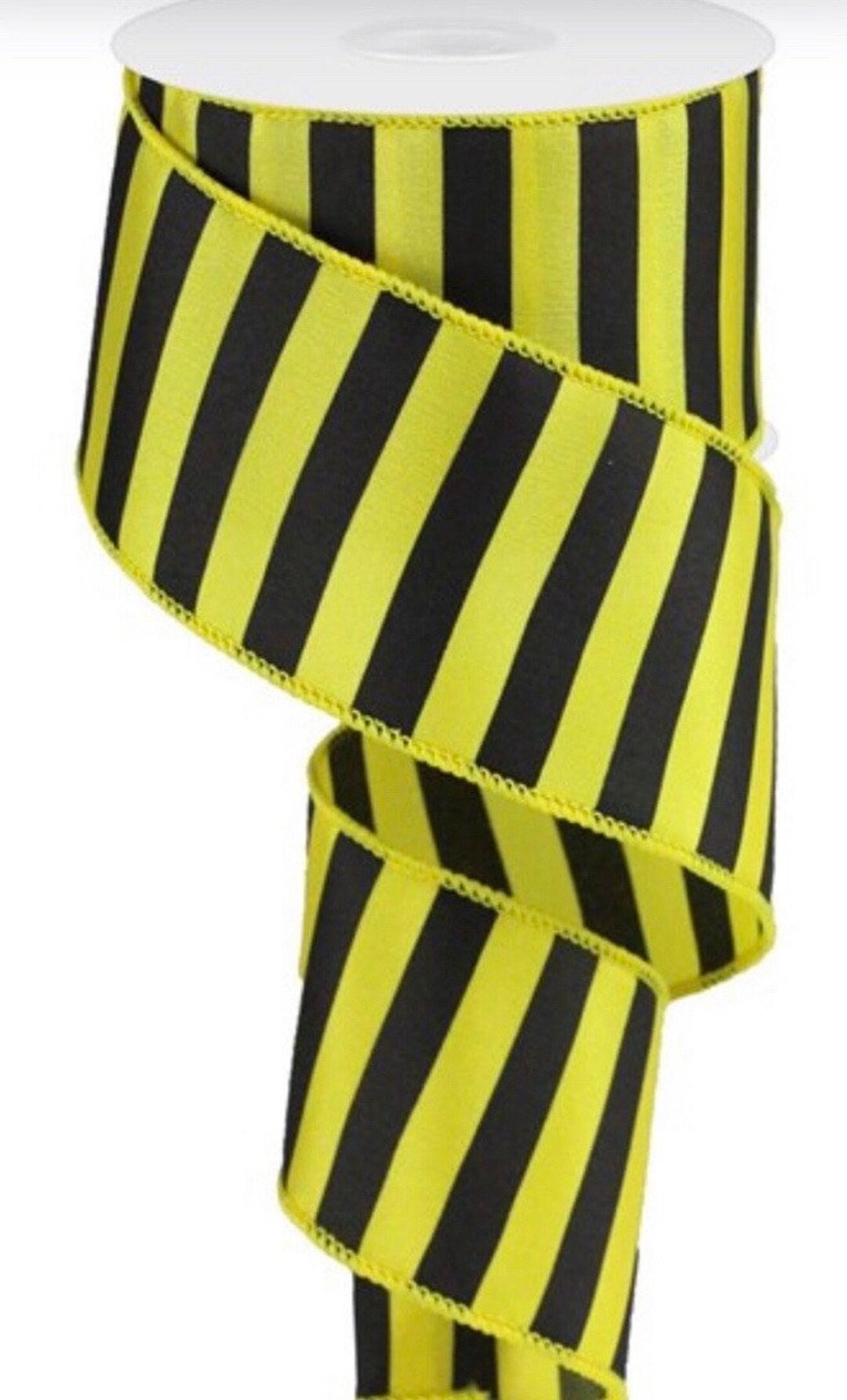 Yellow Ribbon, Stripe Ribbon, Black Ribbon, Wired Ribbon, 2 1/2" Wired ...